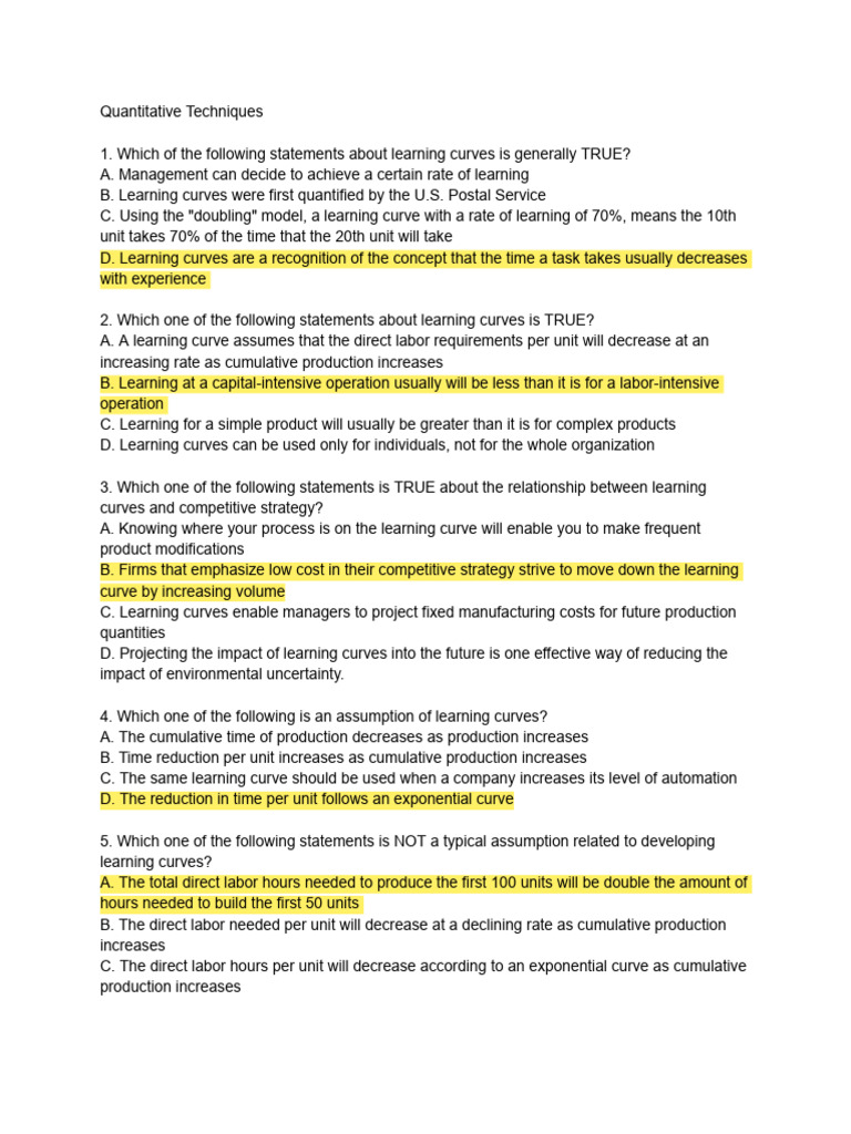 Learning Curves and Linear Programming Techniques | PDF | Mathematical ...
