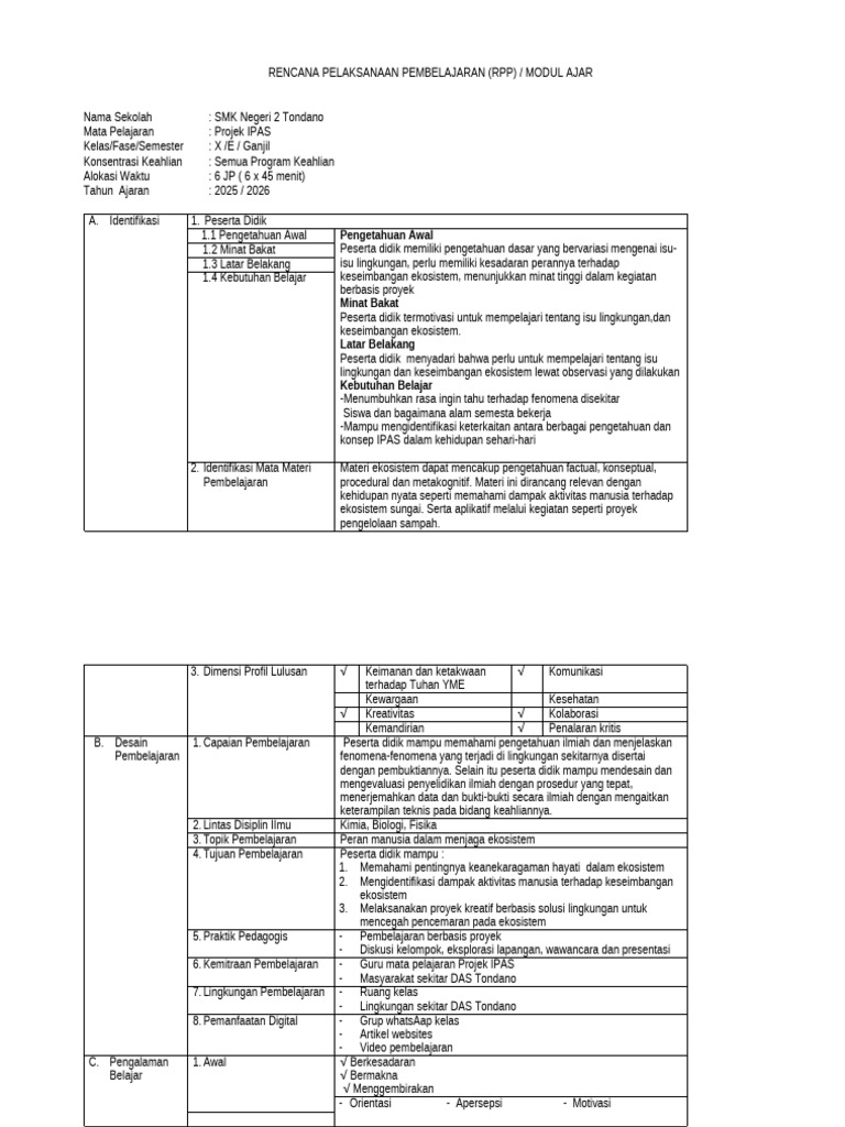 RPP Deep Learning Projek IPAS New | PDF