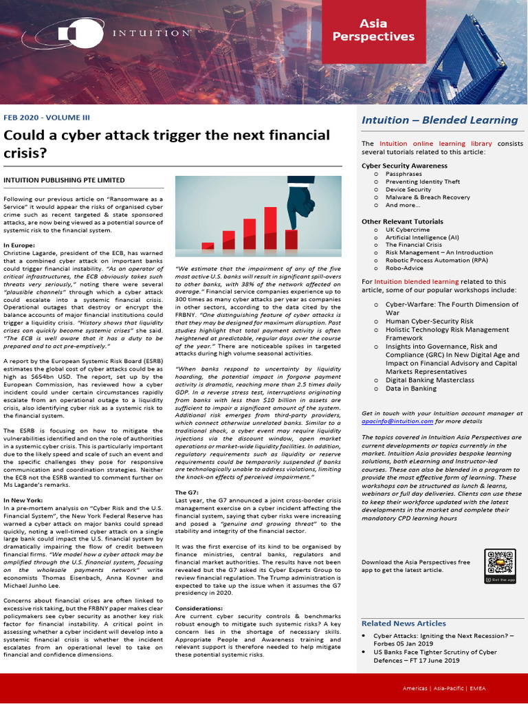 Could A Cyber Attack Trigger The Next Financial Crisis | PDF | Risk ...