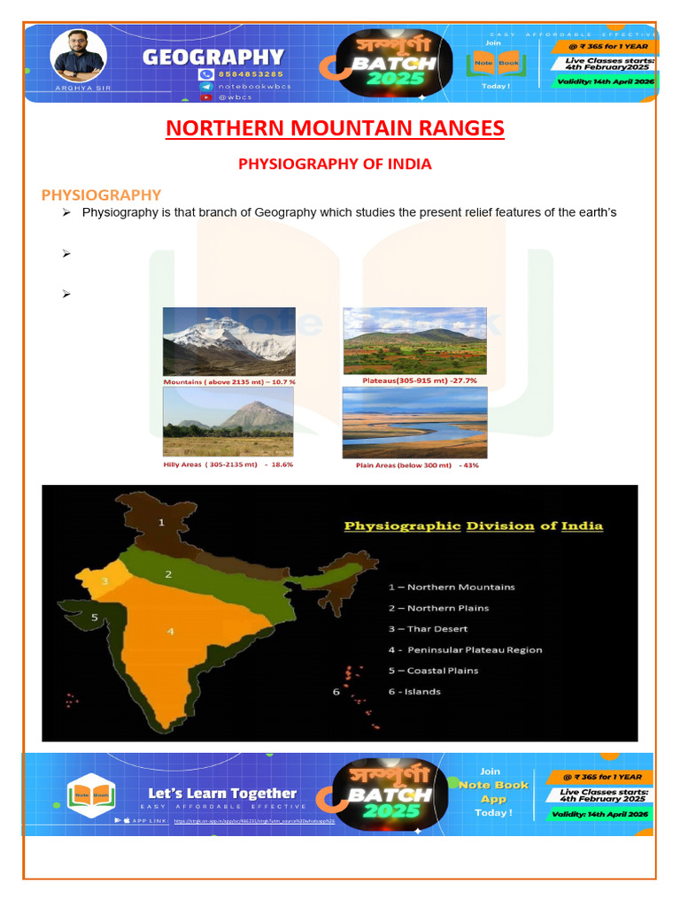 Northern Mountain Ranges: Physiography | PDF | Himalayas | Mount Everest