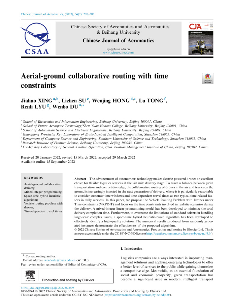 Aerial-Ground Collaborative Routing With Time | PDF | Applied Mathematics | Algorithms