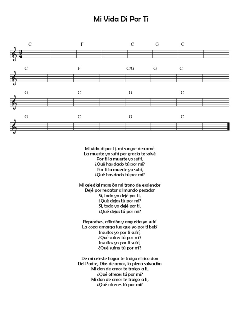 Acordes y Letra: Mi Vida Di Por Ti | PDF
