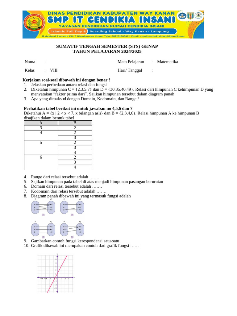Soal MTK Kelas Viii | PDF