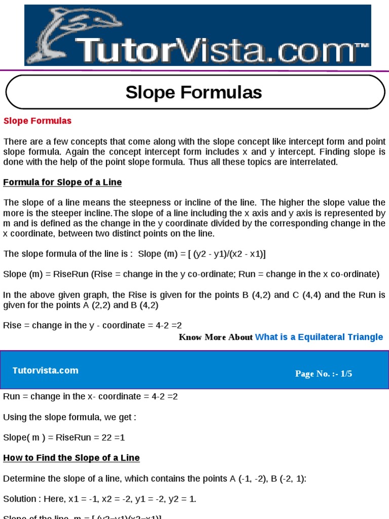 Slope Formulas | PDF