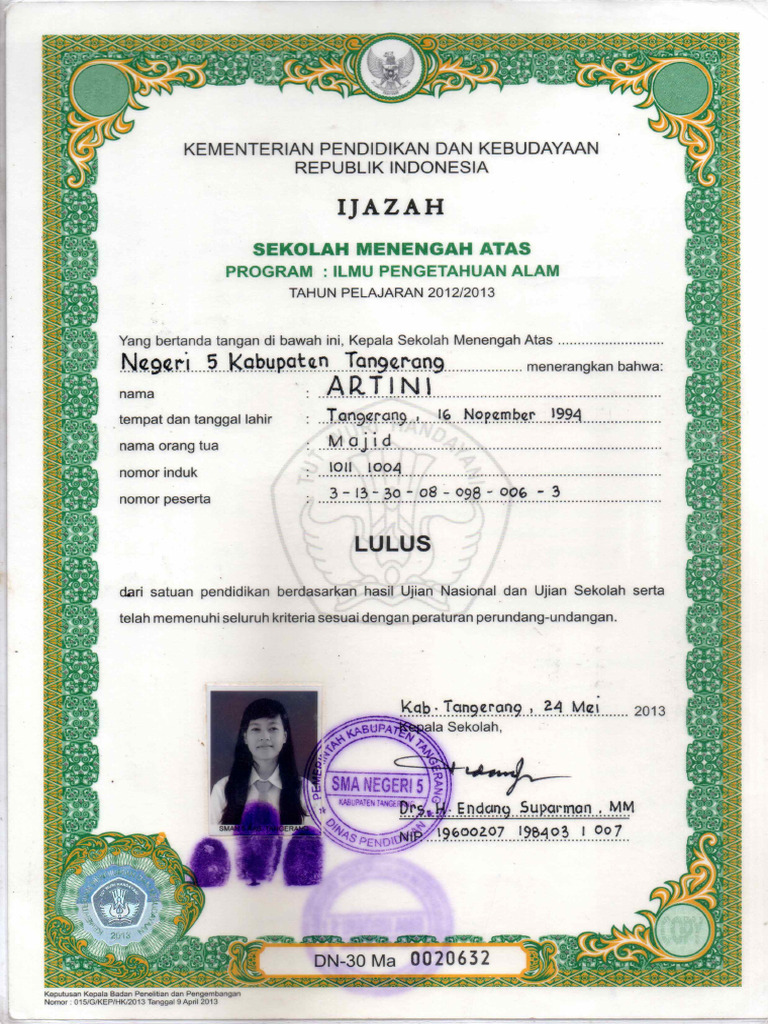 Ijazah Sma | PDF