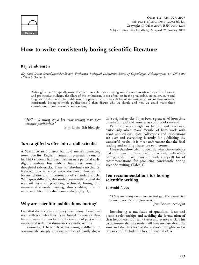 Oikos - 2007 - Sand Jensen - How To Write Consistently Boring ...