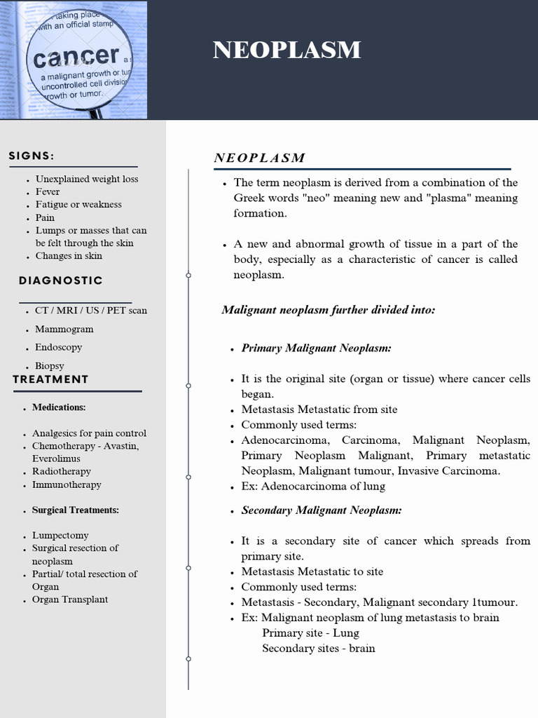 Neoplasm Guidlines Important Guidelines Used in Medical Coding | PDF ...