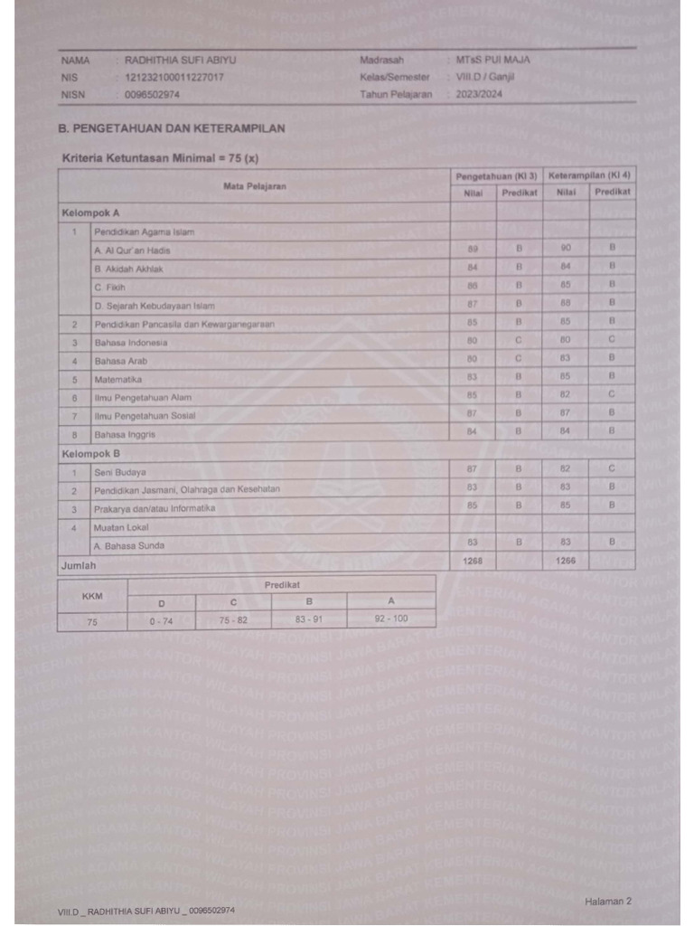 Radithia Sufi Abiyu NILAI RAPOT 3 | PDF