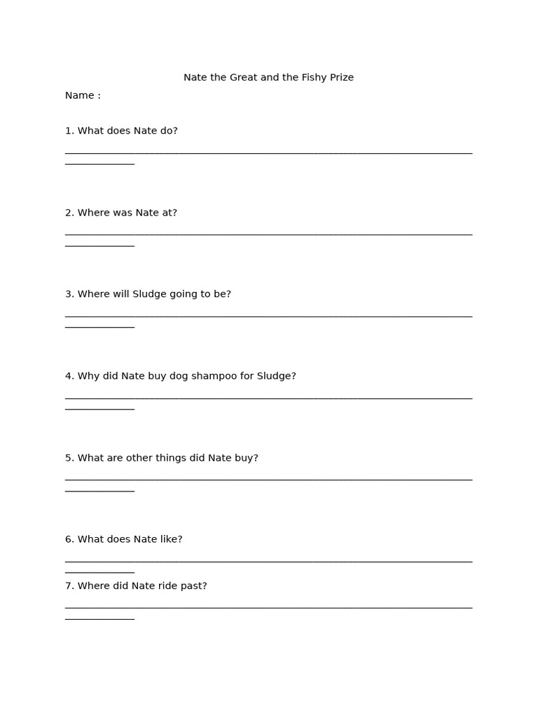 Nate The Great and The Fishy Prize | PDF