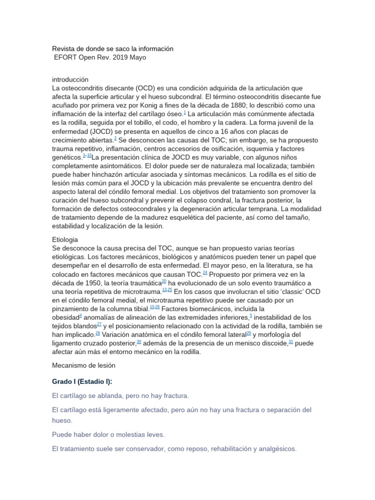 Osteocondritis Disecante: Tratamiento y Fisioterapia | PDF | Rodilla ...