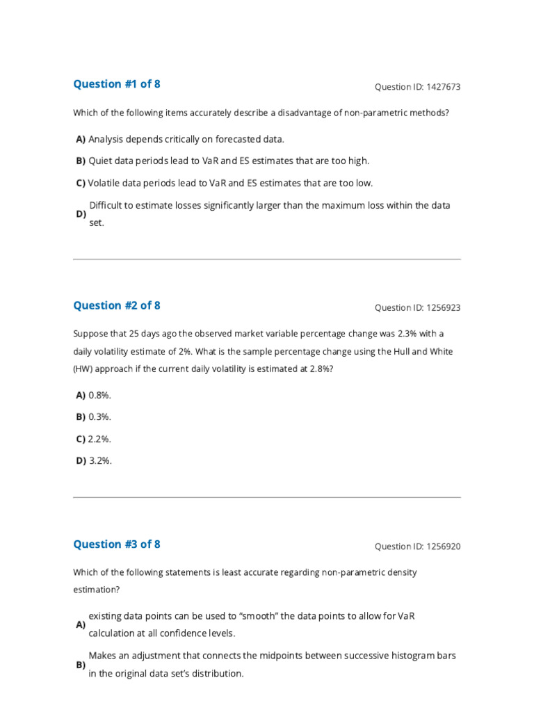 Reading 2 Non-Parametric Approaches | PDF | Value At Risk ...