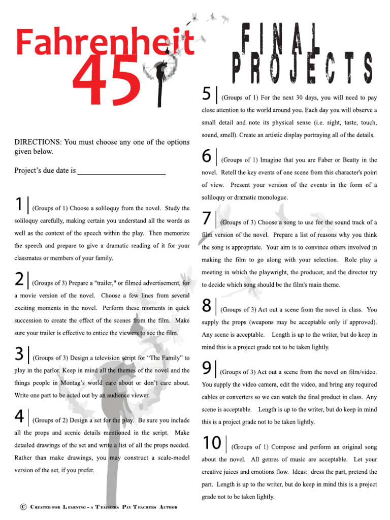 Fahrenheit 451 Projects | PDF