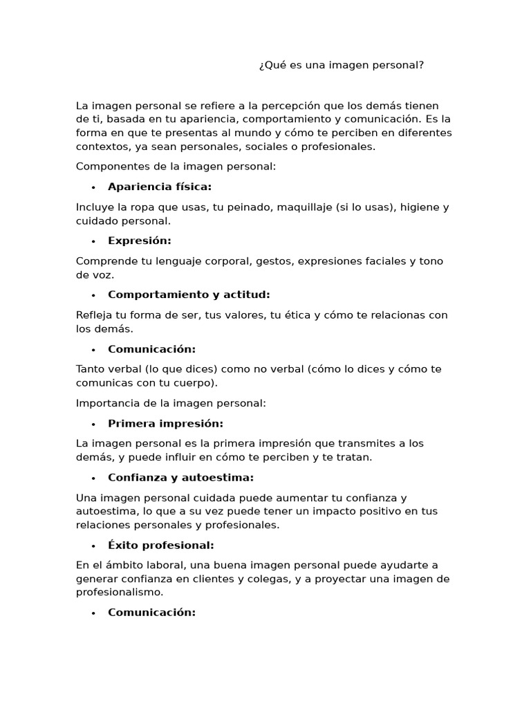 Imagen Personal | PDF