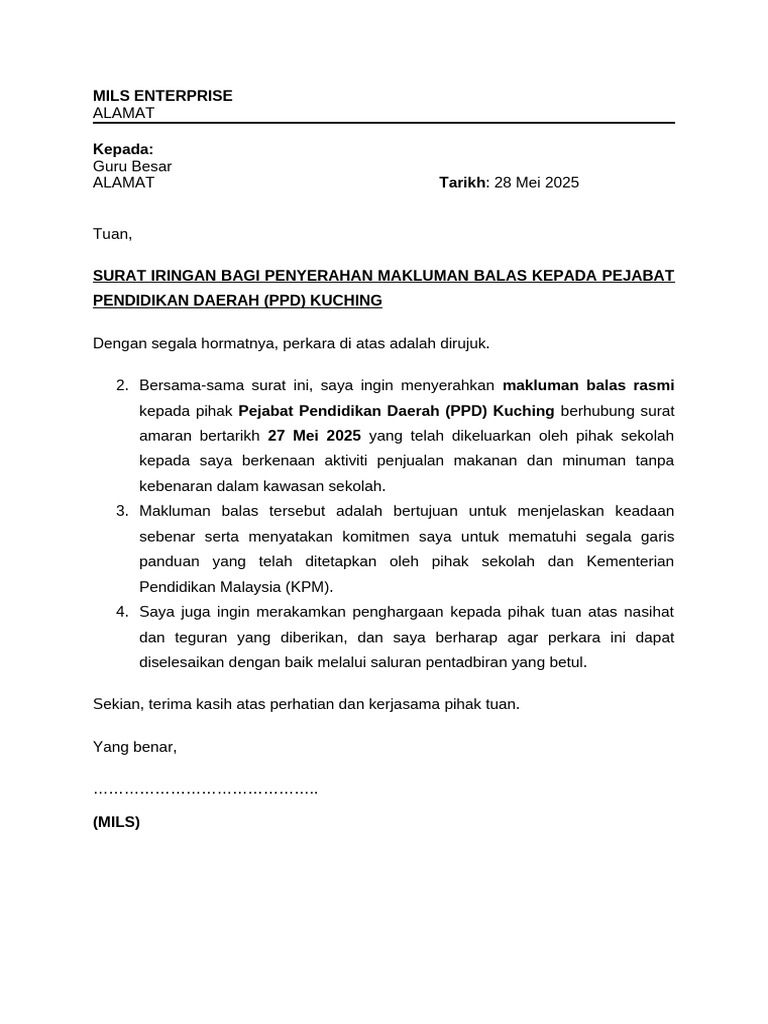 Surat Iringan Sekolah | PDF