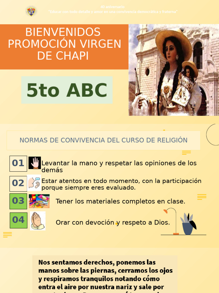 Bienvenidos Promoción Virgen de Chapi: 5to ABC | PDF