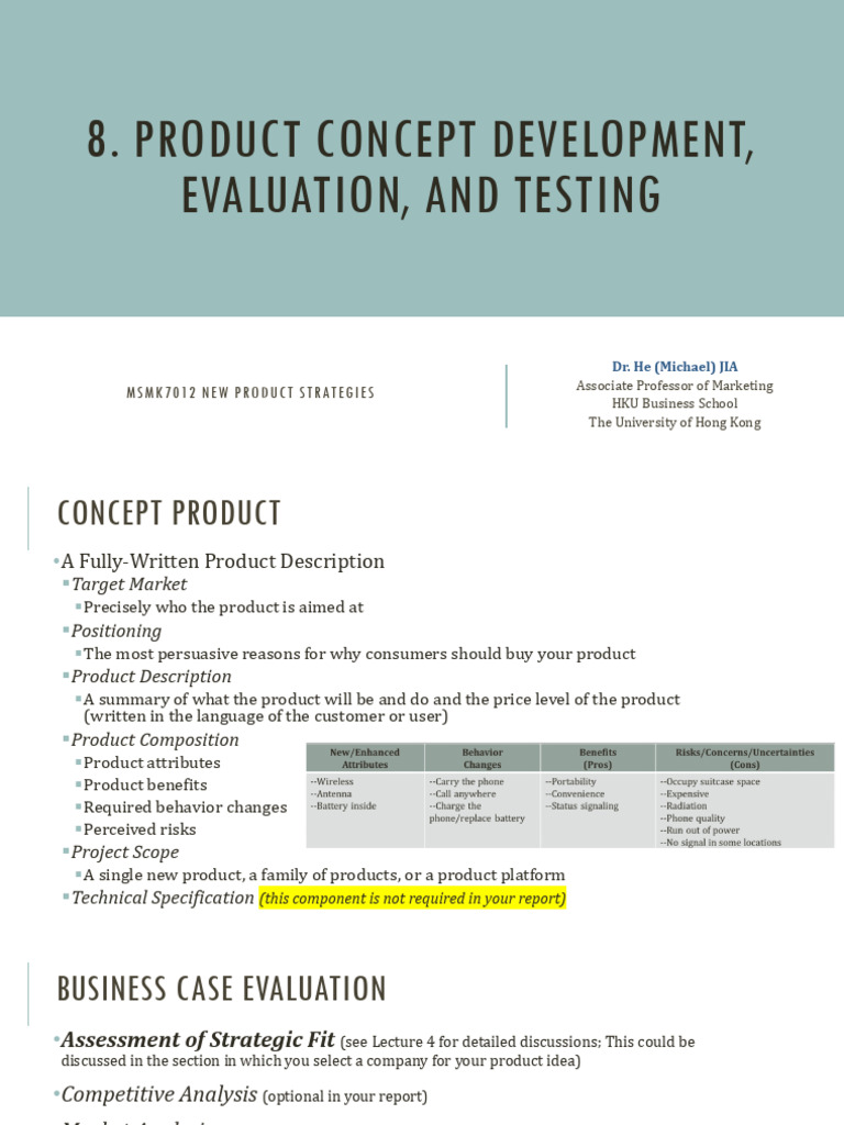 Product Concept Development, Evaluation, and Testing - 2025 | PDF