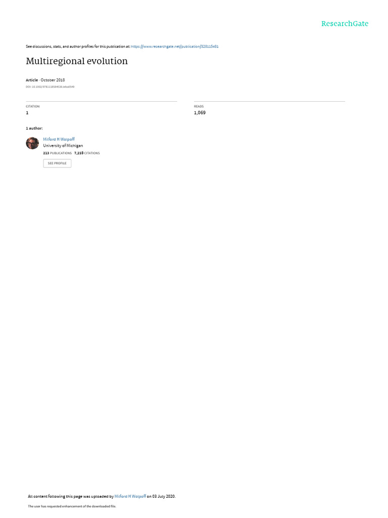 Multiregional Hypothesis | PDF | Homo | Biological Evolution
