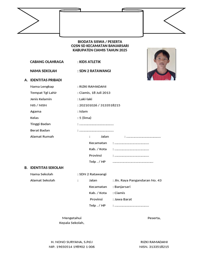 Biodata Siswa | PDF
