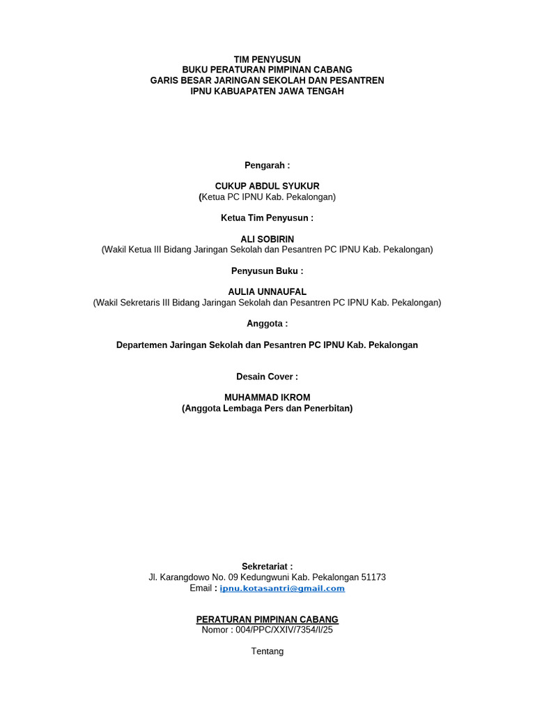 Peraturan Pimpinan Cabang Jsp-2 | PDF