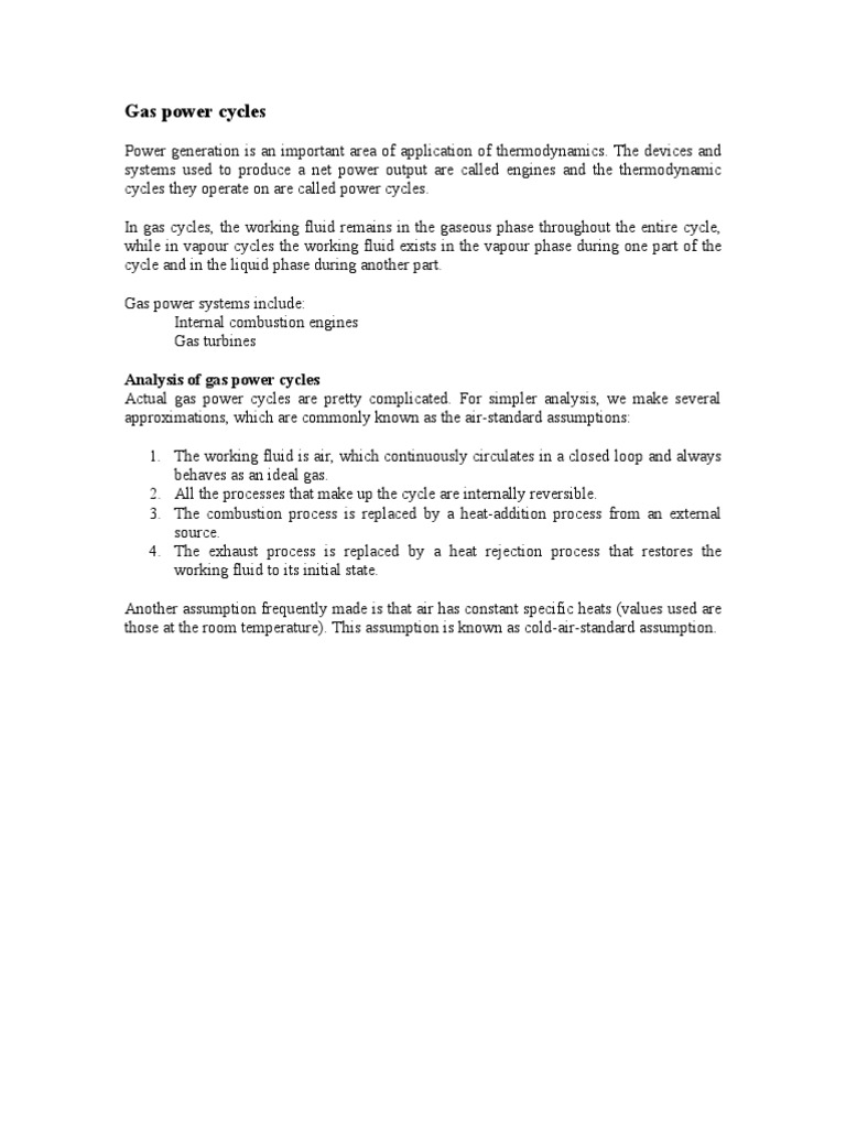 Analysis of Gas Power Cycles | PDF | Internal Combustion Engine ...