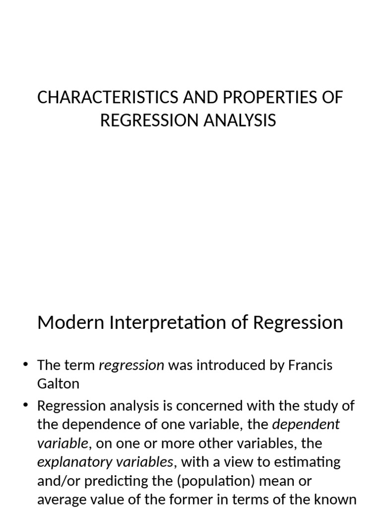 Characteristics and Properties of Regression | PDF | Dependent And Independent Variables ...