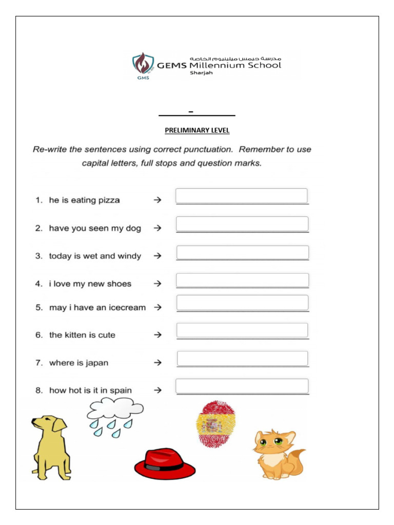 Punctuation PIE Worksheet Grade 5 | PDF