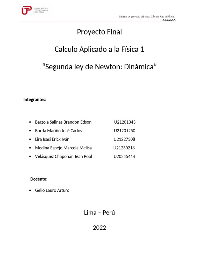 Avanze Proyecto - FISICA - Dinamica | PDF | Mecanica clasica | Ciencias fisicas