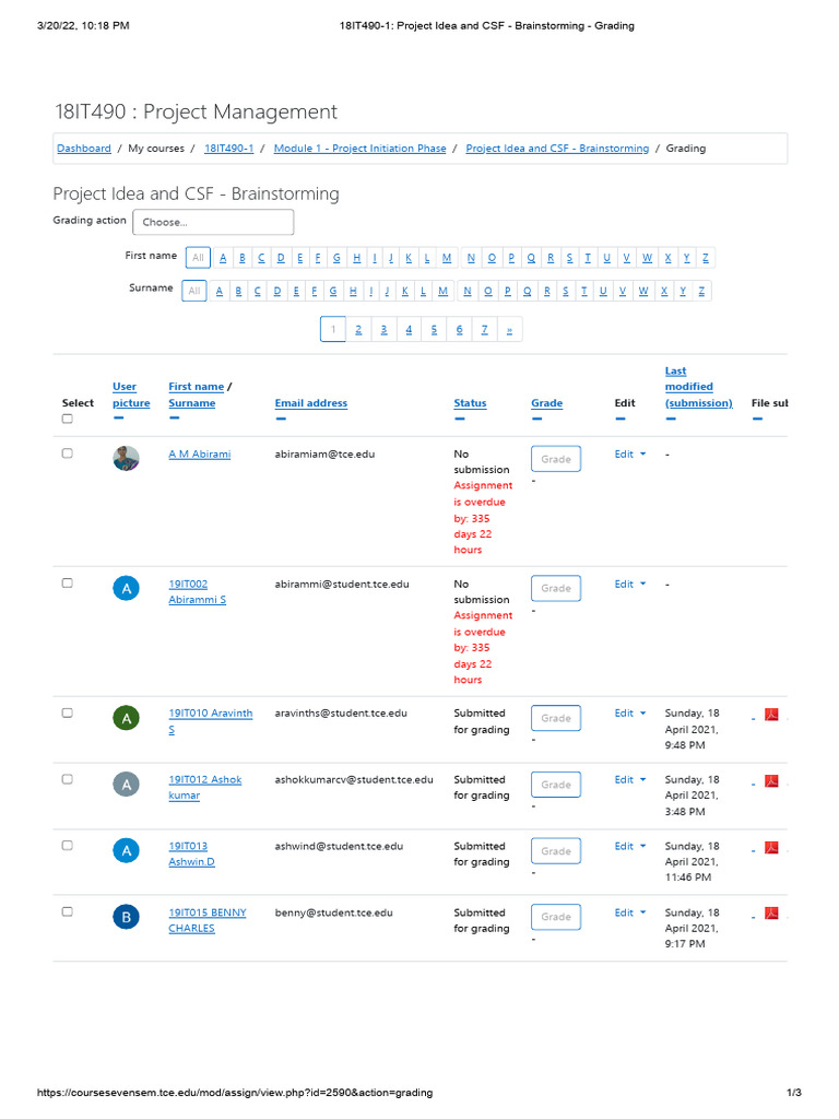 18IT490-1 - Project Idea and CSF - Brainstorming - Grading | PDF | Computing | Software