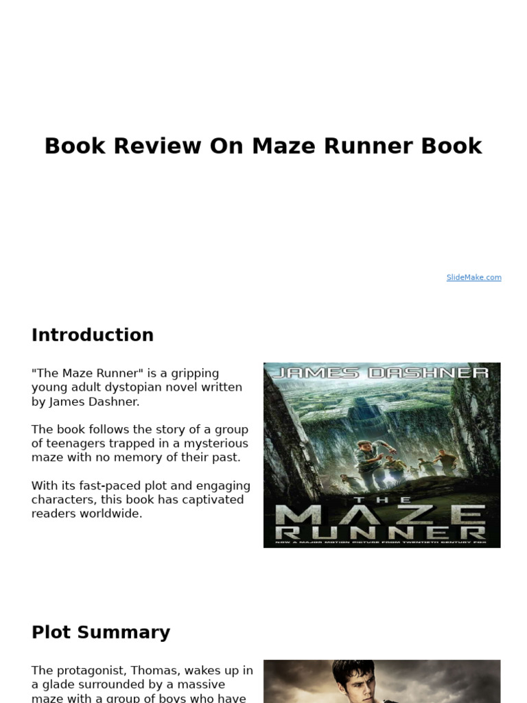 Book Review On Maze Runner Book | PDF
