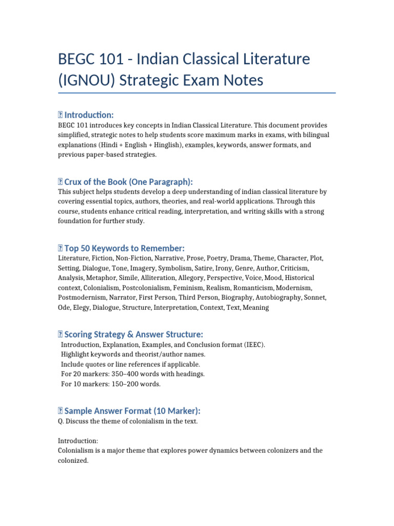 BEGC 101 BEGC 101 Strategic Notes | PDF | Narrative | Writing