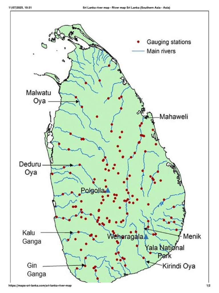 Sri Lanka River Map Overview | PDF