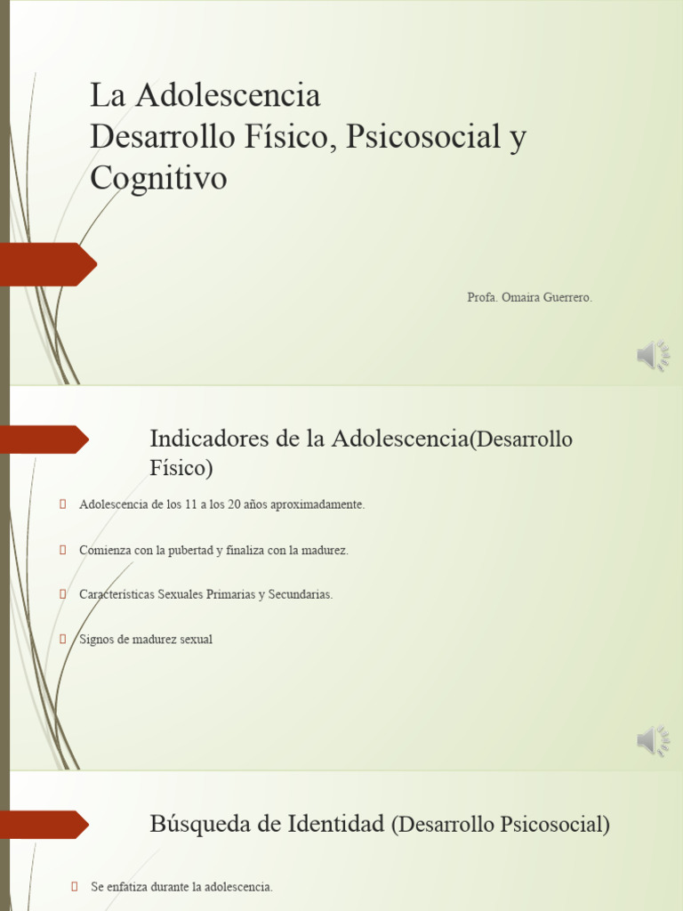 Adolesencia Desarrollo Físico, Psicosocial y Cognitivo | PDF