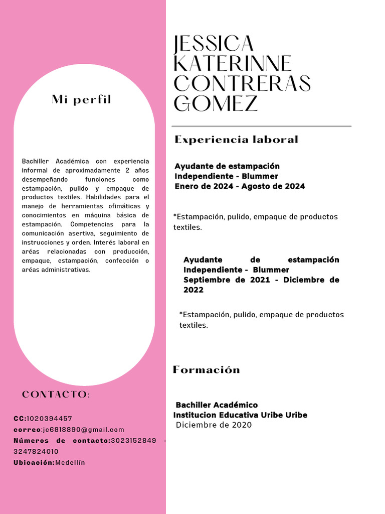 Jessica Katherine Contreras Gomez CV | PDF