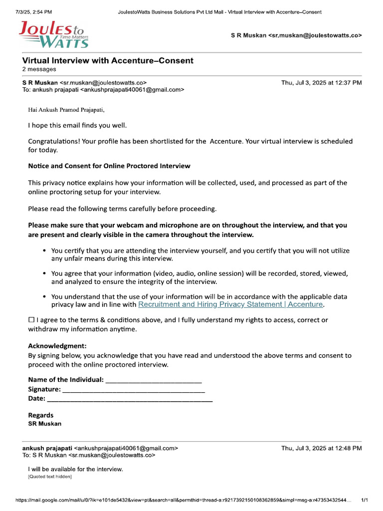 Ankush Pramod Prajapati - Consent Form | PDF