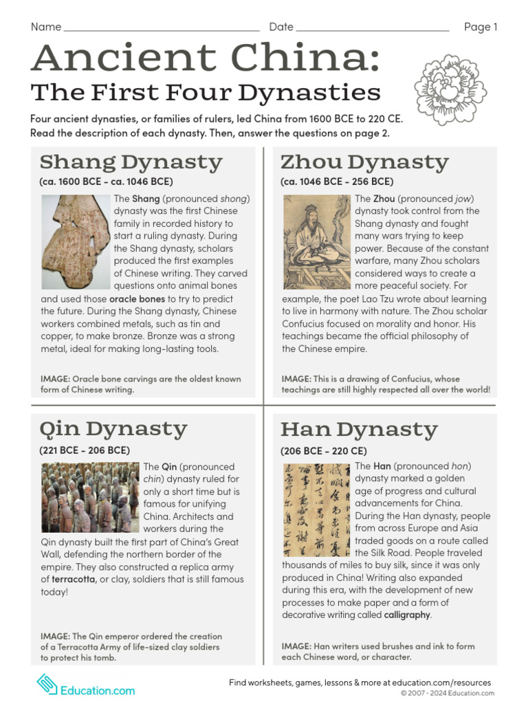 Ancient China The First Four Dynasties | PDF | Chinese Culture ...