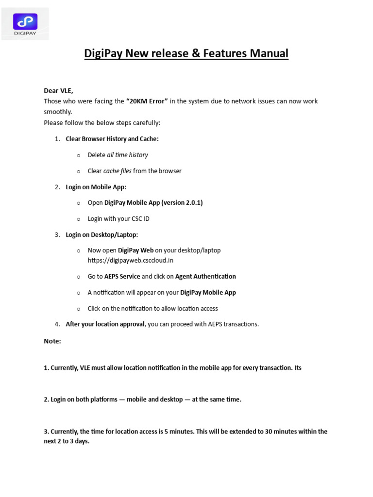 DigiPay New Release & Features Manual | PDF
