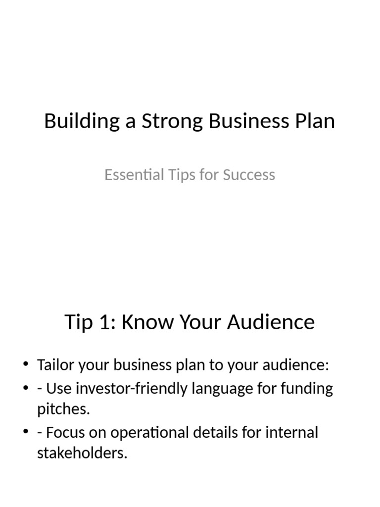 Building Strong Business Plan Tips | PDF