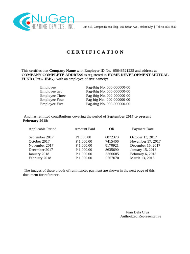 Certificate of Pag-IBIG Remittance | PDF