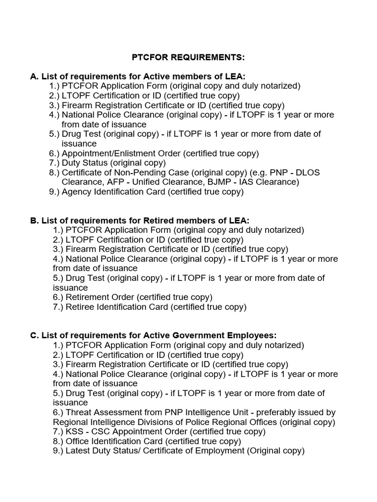 Ptcfor Requirements 2021 | PDF | Identity Document | Notary Public