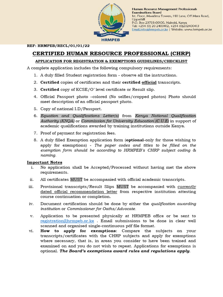 CHRP Application Information Requirements Procedure | PDF | Human ...