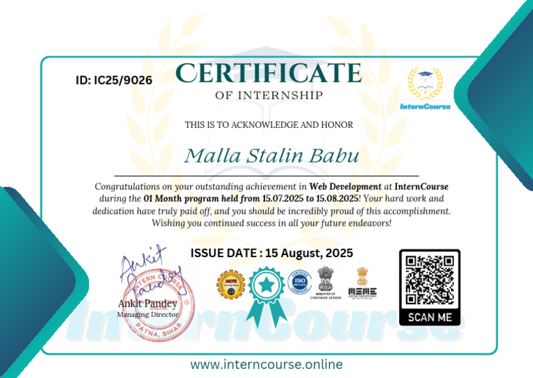 Malla Stalin Babu - Cert | PDF