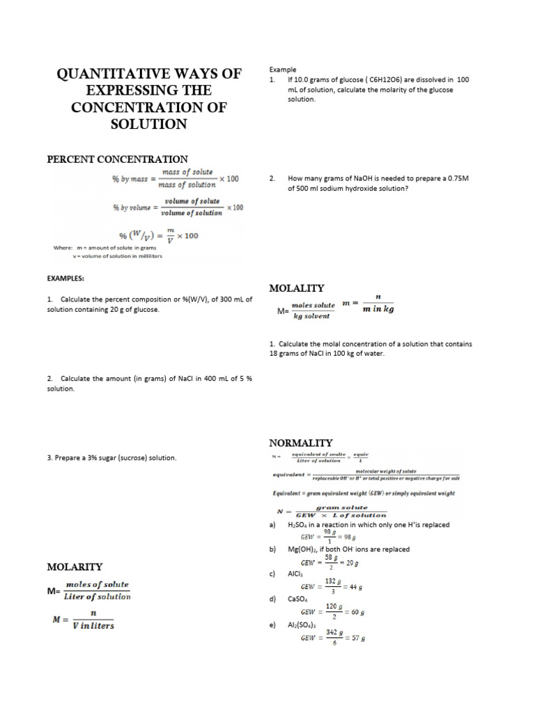 Iochem Concentration Midterm | PDF | Concentration | Parts Per Notation