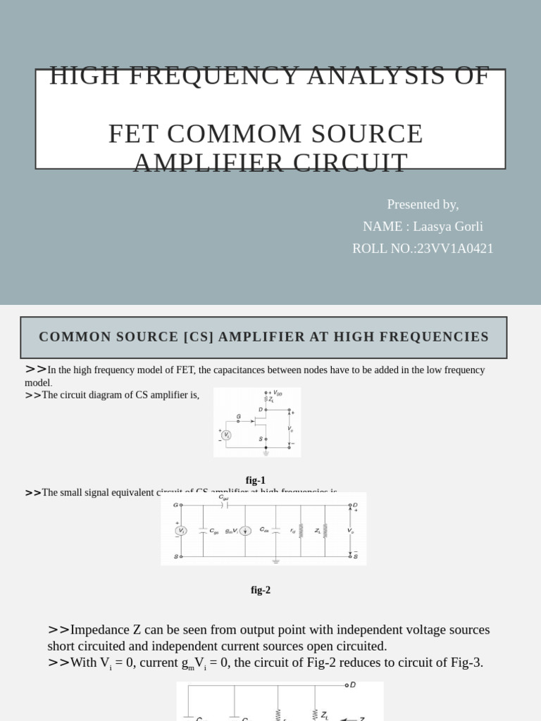 421-High Frequency Analysis of Fet Common Source Amplifier | PDF | Amplifier | Electromagnetism