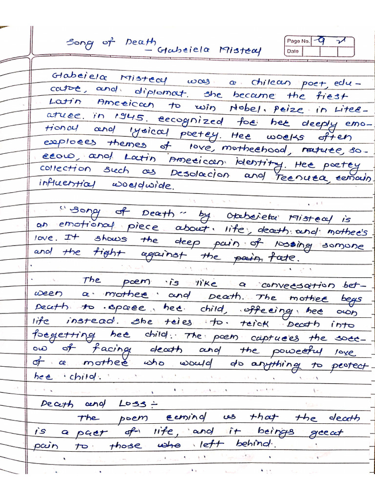 Song of Death - Gabriela Mistral | PDF