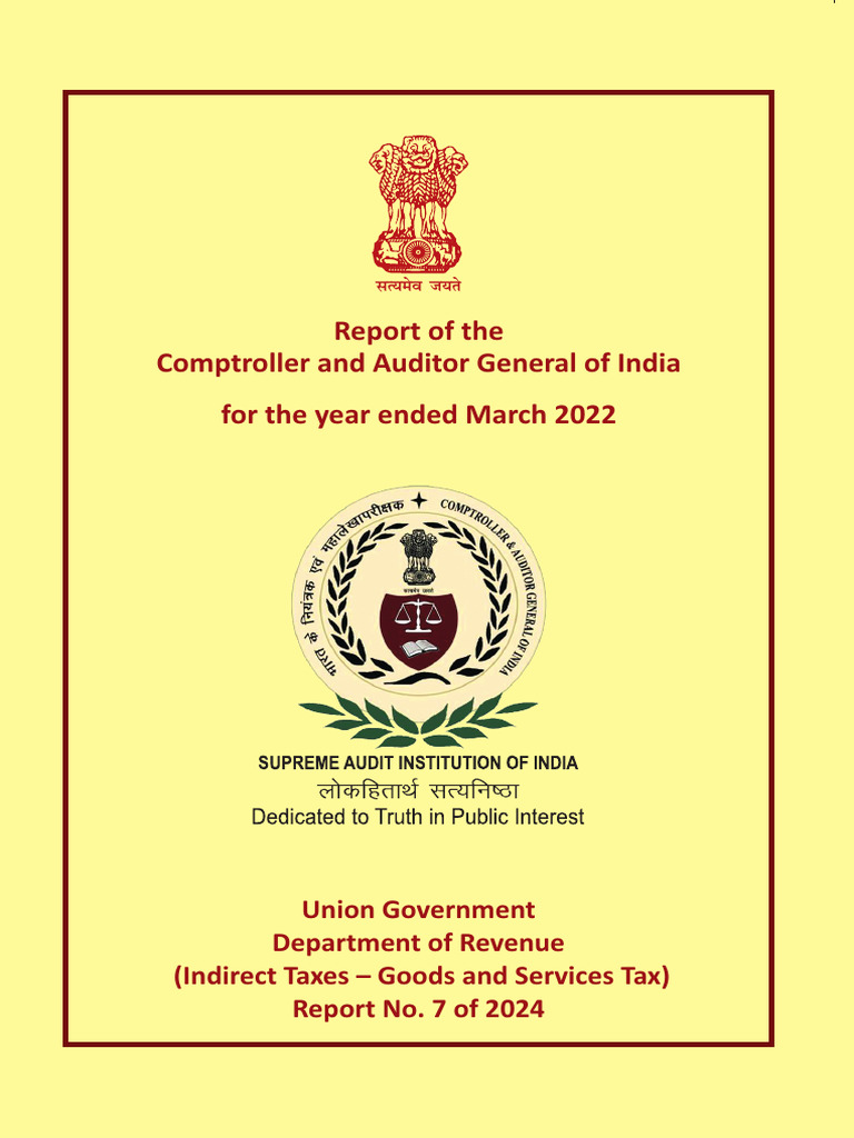 CAG Report on GST Audit 2024 | PDF | Taxes | Excise