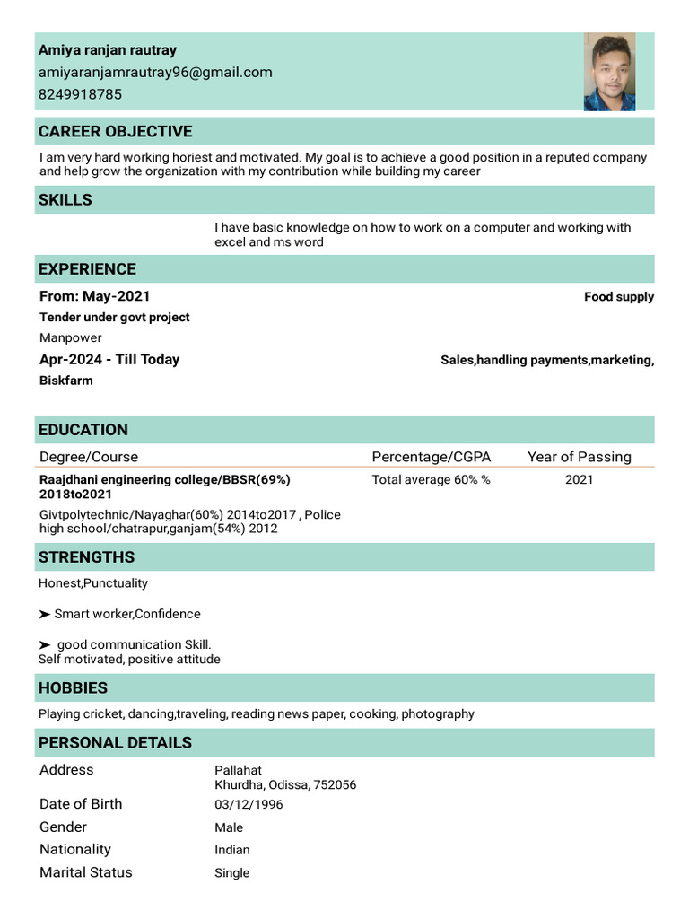 Amiya Ranjan Rautray's Resume | PDF