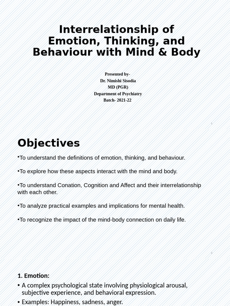 Interrelationship of Emotion, Thinking, and Behaviour - Nimishi | PDF ...