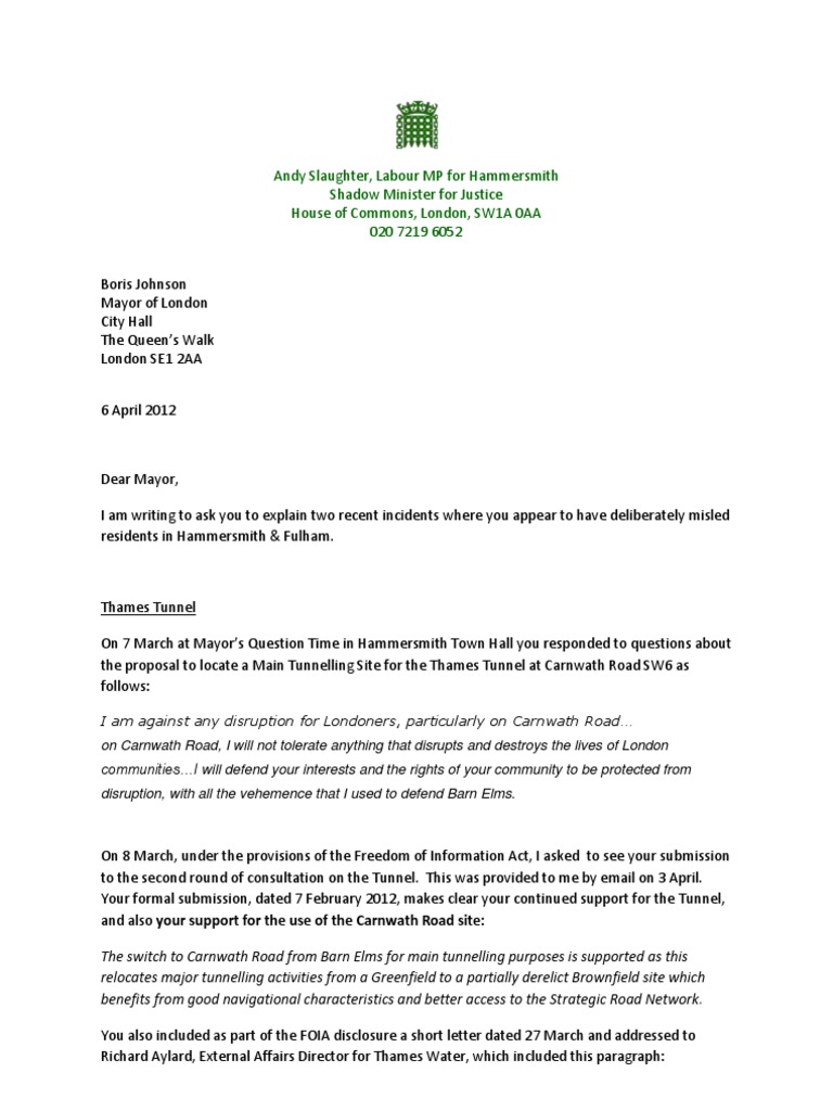 Letter To Mayor | PDF | London | Public Sphere