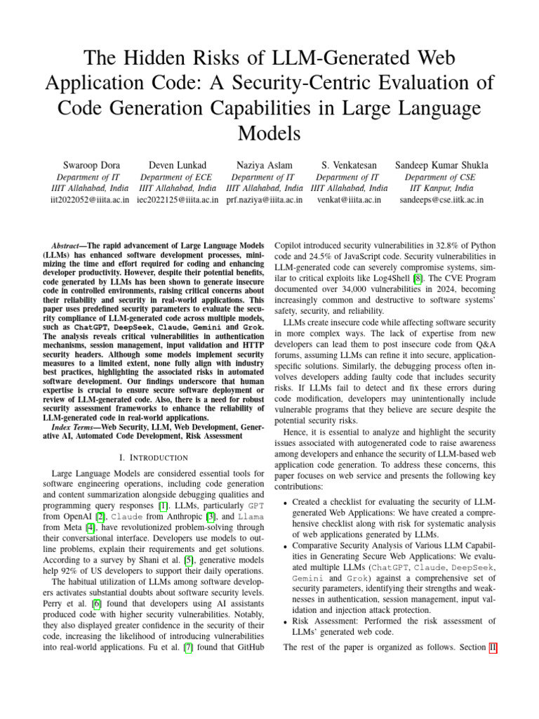 Security Risks in LLM-Generated Code | PDF | Computer Security | Security