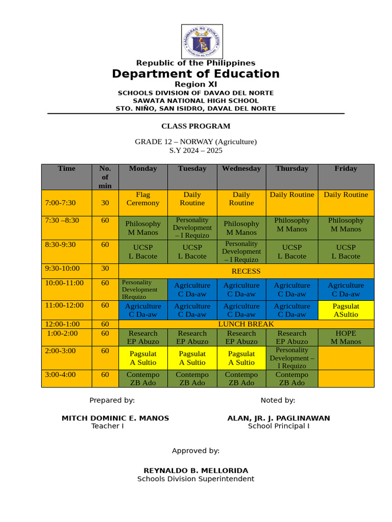 Manos - Norway - Class Program | PDF